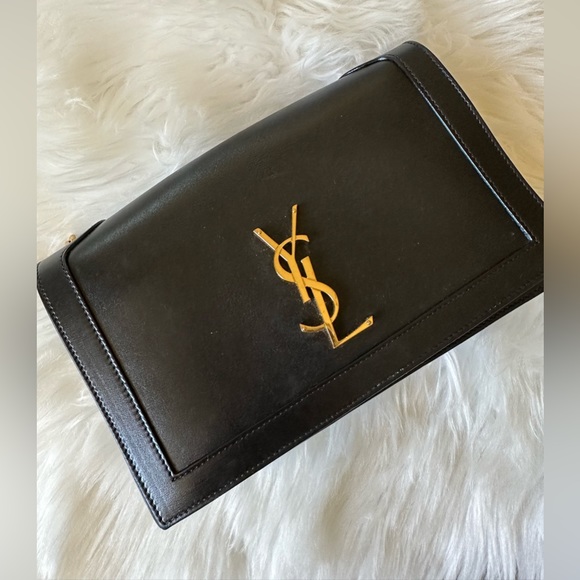 Yves Saint Laurent | Bags | Black Ysl Book Bag With Leather Strap ...